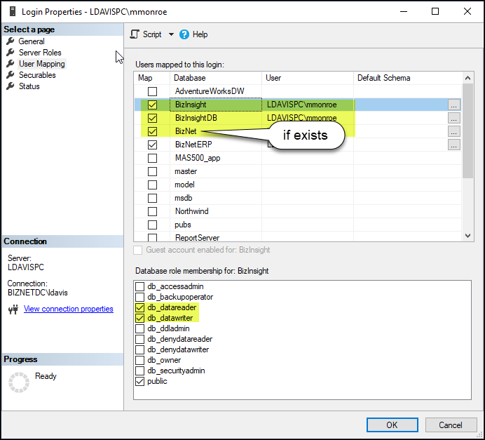 BizNet - SQL Connection Failed error when trying to load BizInsight ...